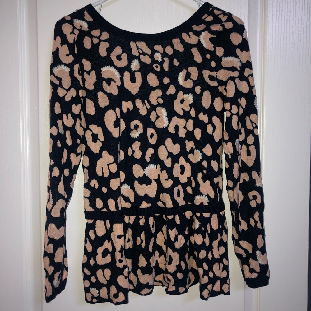 Anthropologie Moth Navy Cheetah Print Sweater - Gem